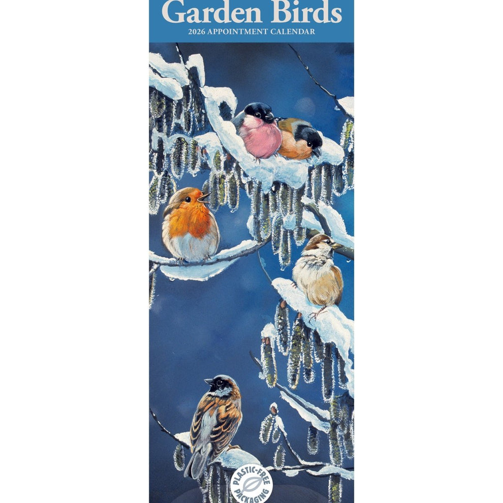 Garden Birds by Pollyanna Pickering Slim Calendar 2026 – RSPCA Shop